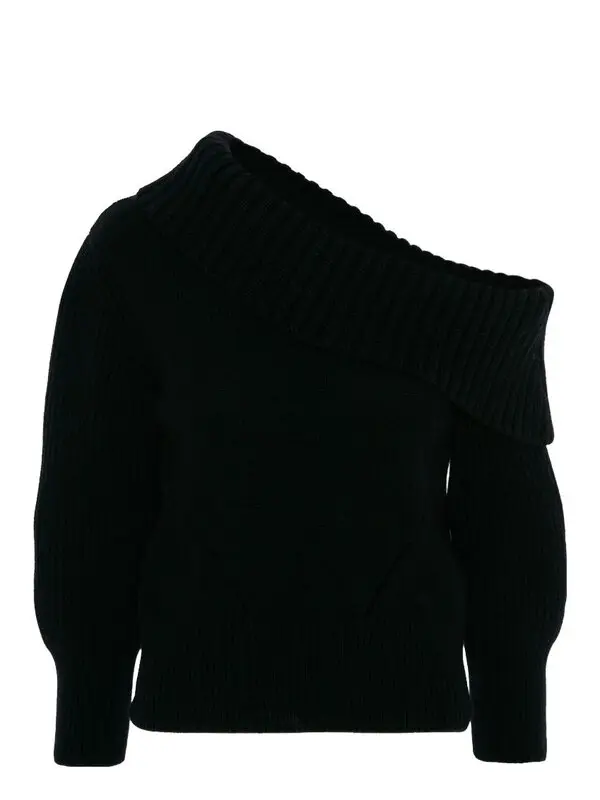 Alexander McQueen Cold-shoulder Asymmetrical Knit Top - Black