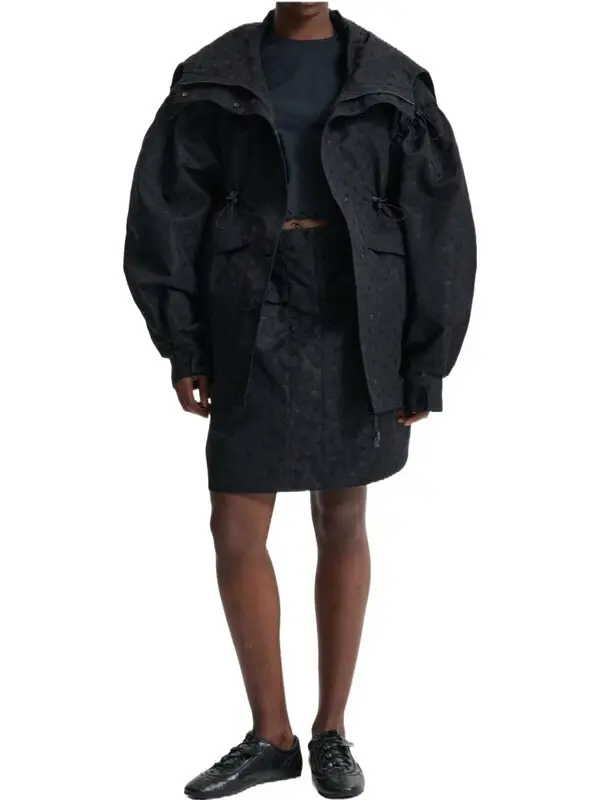 Cecilie Bahnsen Floral Patterned Hooded Jacket - Black