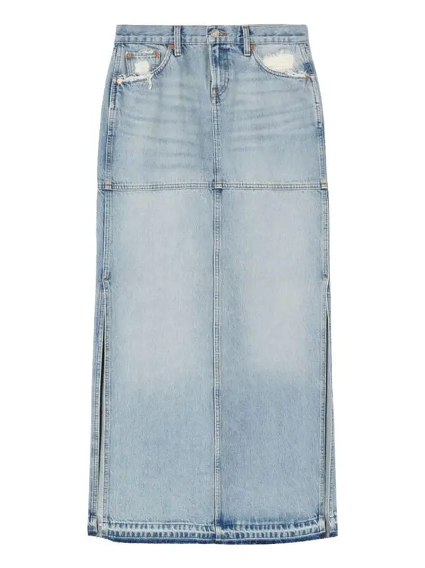 RE/DONE Mid Rise Split Maxi Skirt - Gray