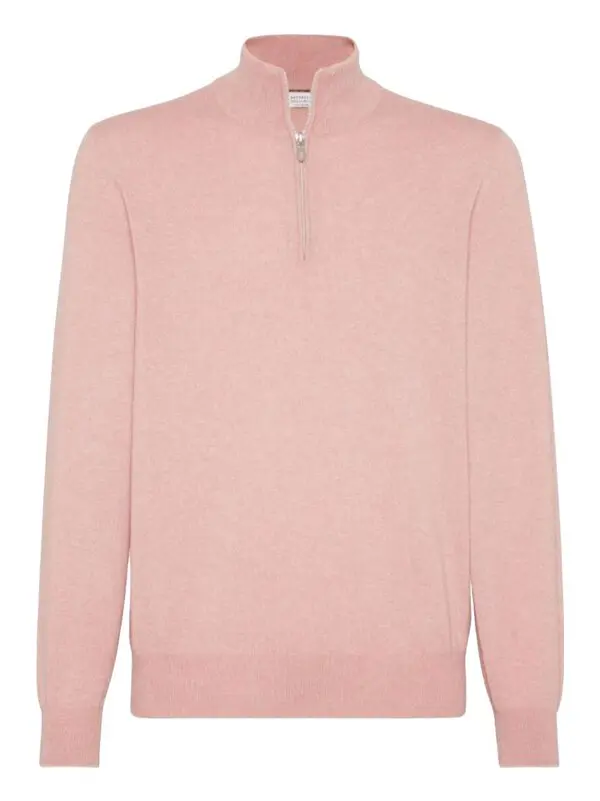 Brunello Cucinelli Half-zip Cashmere Jumper - Nude