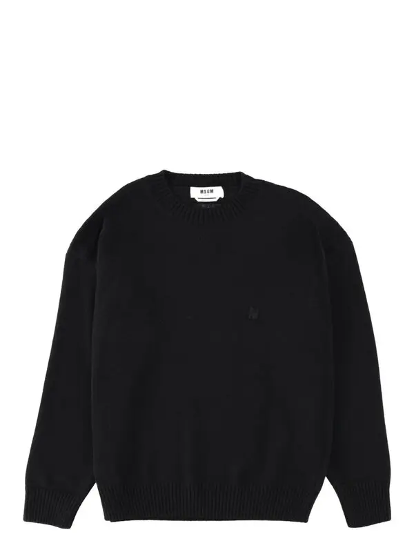 MSGM Logo Patch Crewneck Knitted Jumper - Black