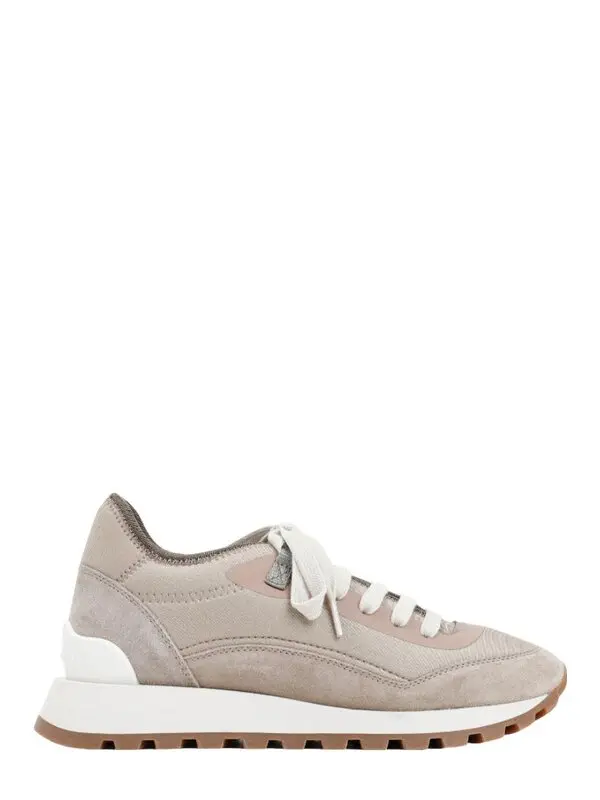 Brunello Cucinelli Round Toe Lace-up Sneakers - Nude