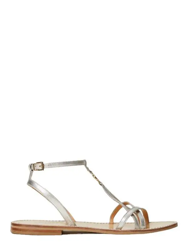 TWINSET Strappy Flat Sandals With Oval T-logo - Silver