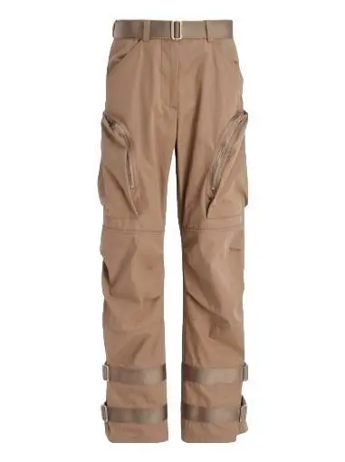 Dior Cargo Pants With Belted Waist And Zip Pockets - Brown