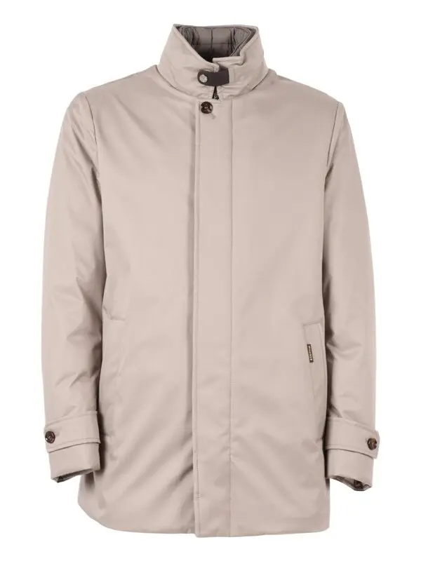 MOORER Single-breasted Padded Jacket With Stand-up Collar - Nude