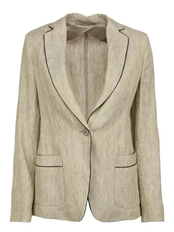 Max Mara Long-sleeved Lapel Suit Jacket - Nude