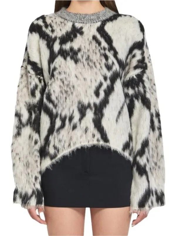 Attico Python Print Brushed Sweater - Black And White