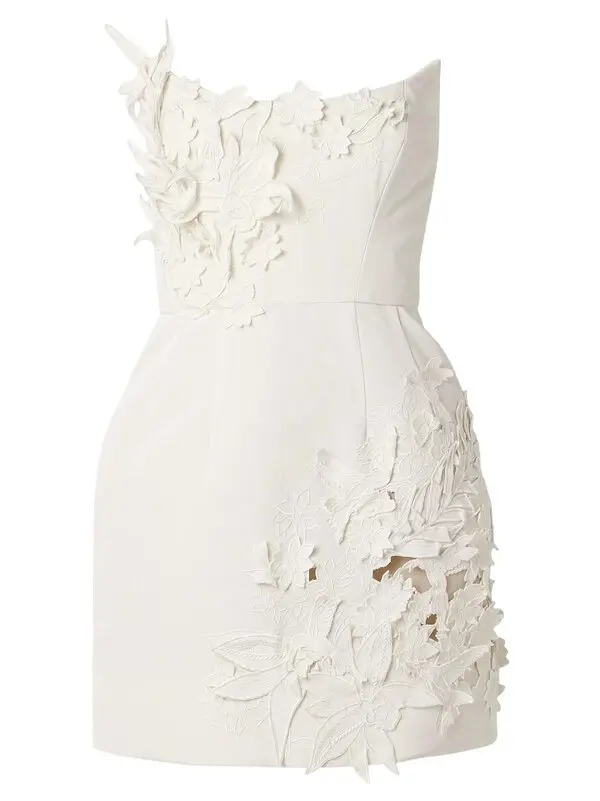Oscar De La Renta Strapless Embellished Dress - White