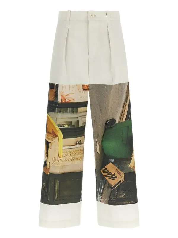 Issey Miyake Printed Pleated Trousers - White