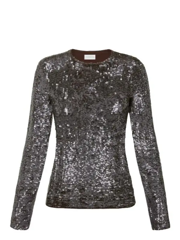 P.a.r.o.s.h Sequin Embellished Crewneck Blouse - Black