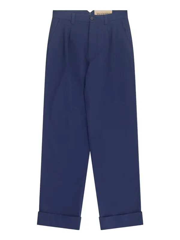 Valentino Garavani Straight Leg Turn-up Hem Pants - Blue