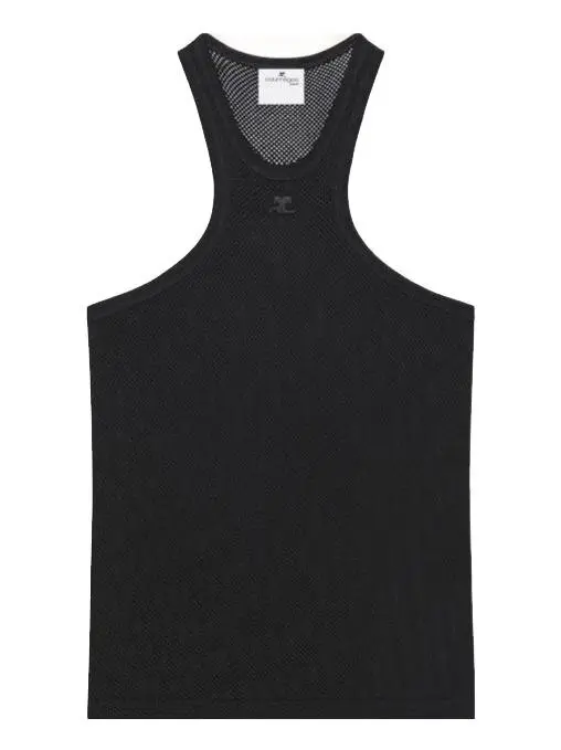 COURREGES Ac Logo Mesh Tank Top - Black