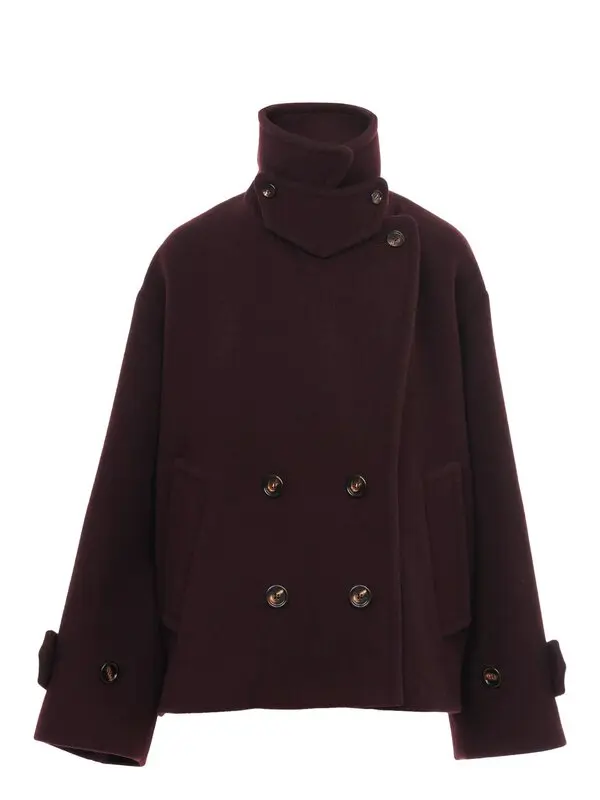 Chloé Double-breasted Oversized Short Coat - Dark Purple