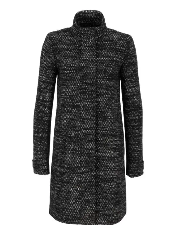 Emporio Armani Long Sleeve Textured Coat - Black