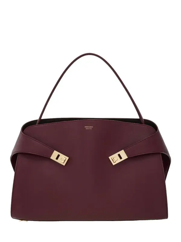 FERRAGAMO Hug Soft Shoulder Bag - Plum/testa Di Moro