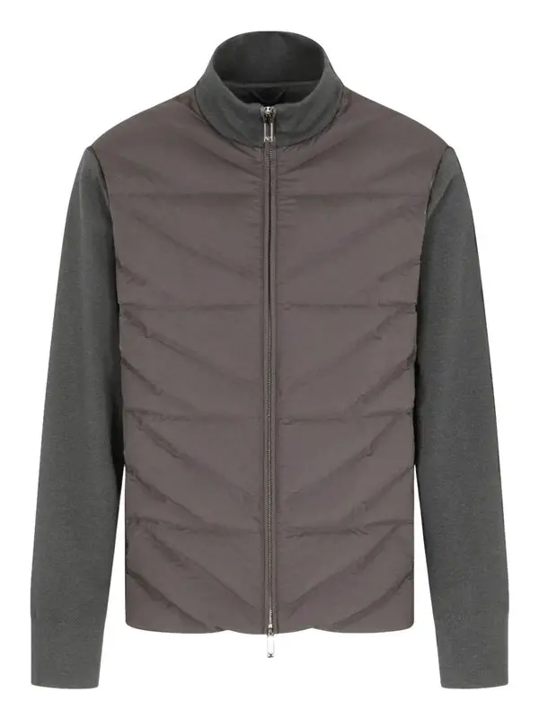 Emporio Armani Quilted Panelled Zip-up Jacket - Black