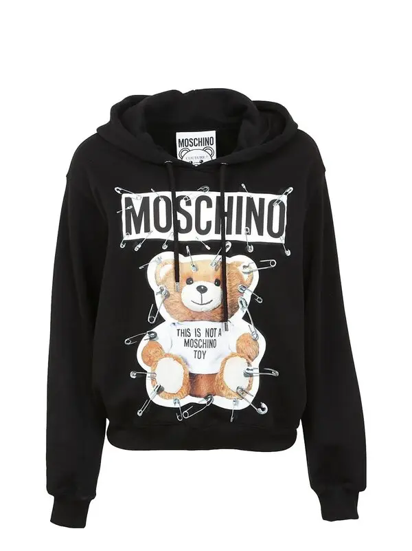 Moschino Paper Clip Bear Hoodie - Black