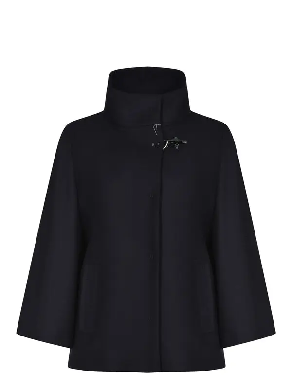 FAY Hook-closure Wool Cape - Blue