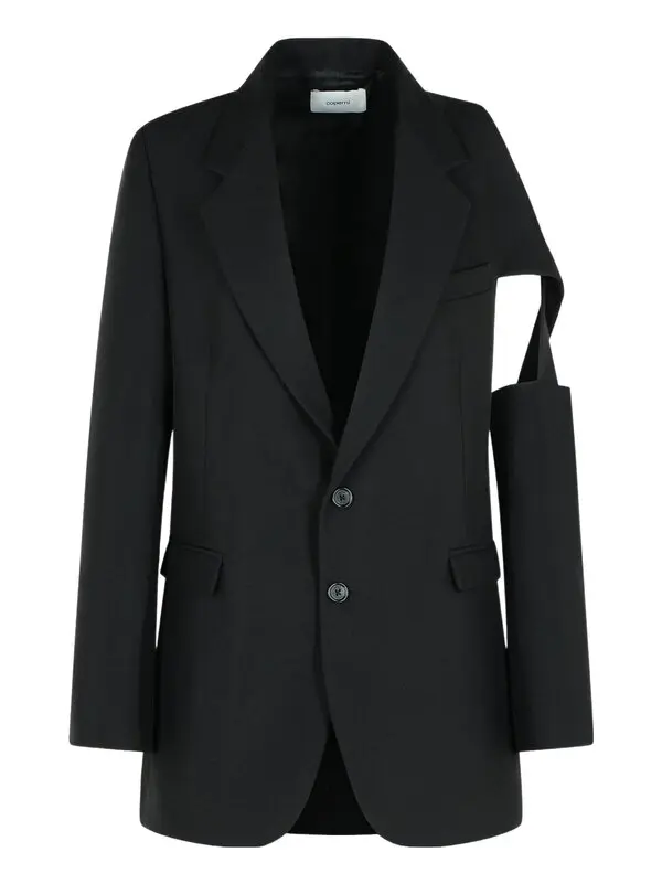 Coperni Single-breasted Blazer With Cutout Shoulders - Black