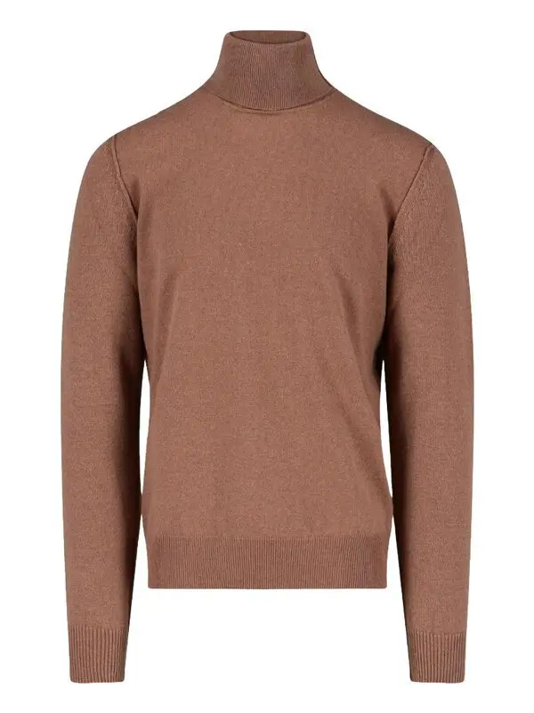 MAISON MARGIELA High-neck Ribbed Pullover - Brown