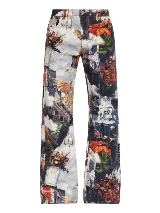 Off-White All-over Printed Logo Patch Jeans - Multicolor