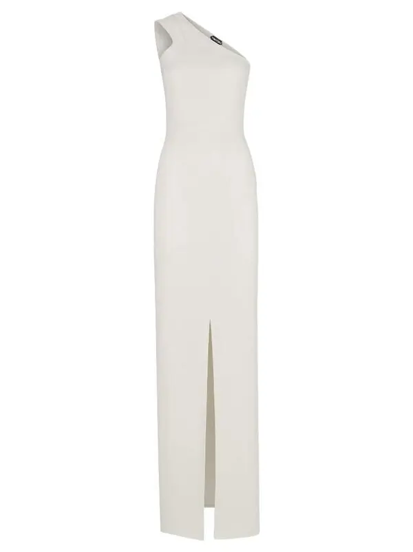 TOM FORD One-shoulder Maxi Dress With Asymmetrical Leather Insert And Slit - White