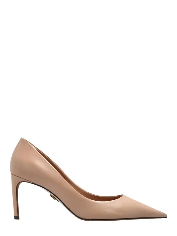 Dolce & Gabbana Pointed Toe Stiletto Pumps With 'devotion' Detail - Beige