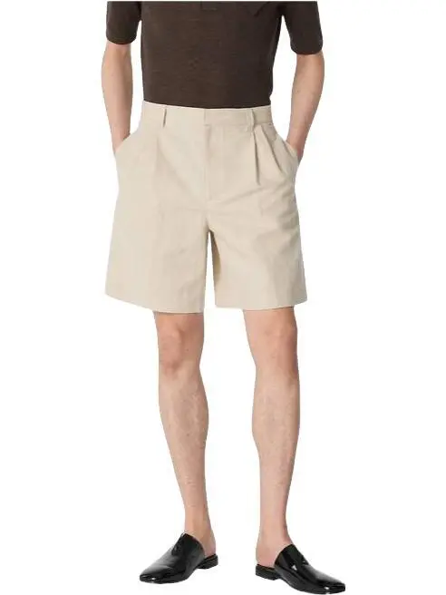 Bottega Veneta Pleated Straight Leg Shorts - Nude
