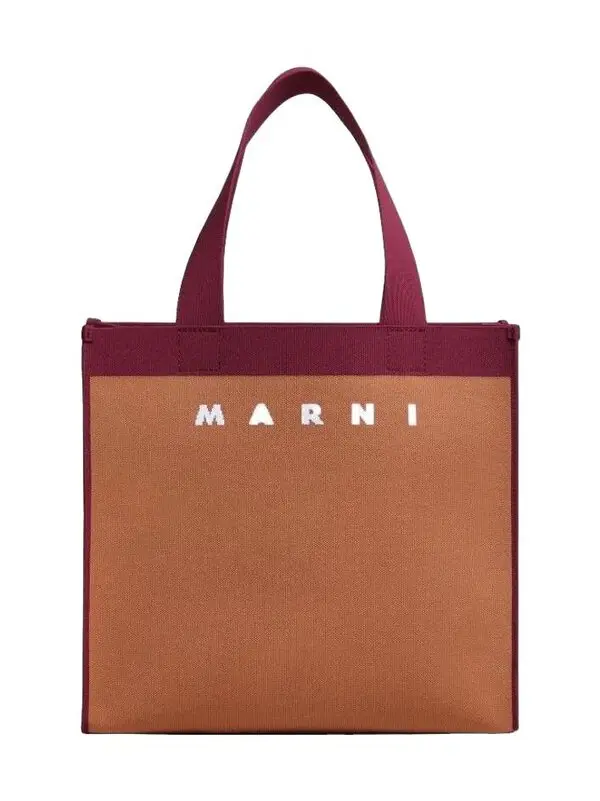 Marni Logo Detailed Two-toned Tote Bag - Brown