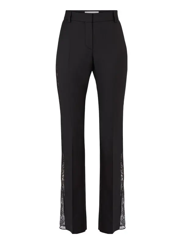 Nina Ricci Lace-detail Straight-leg Trousers - Black