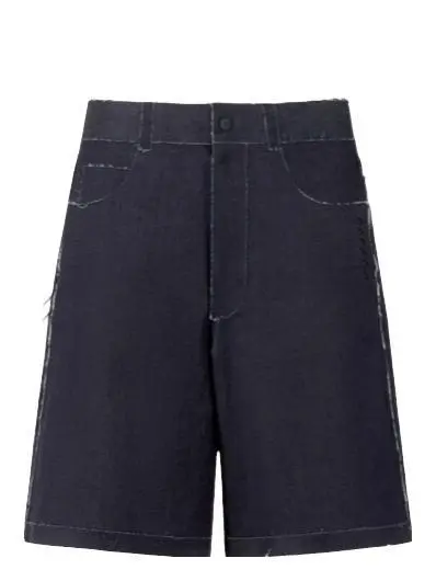 Marni Deep Blue Stretch Denim Trompe L'oeil Bermuda Shorts - Blue/black