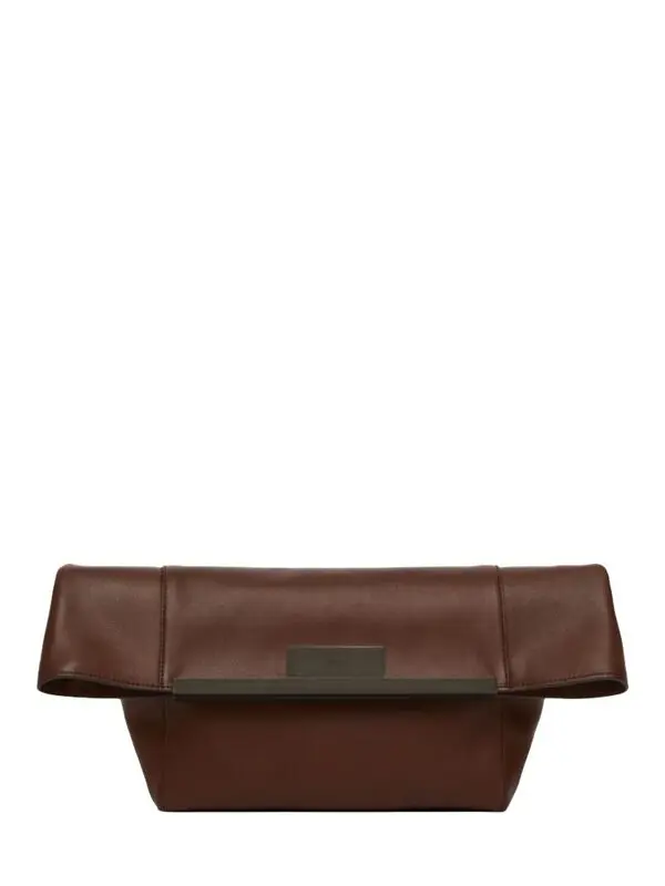 Max Mara Small Natural Leather Clutch Bag - Cocoa