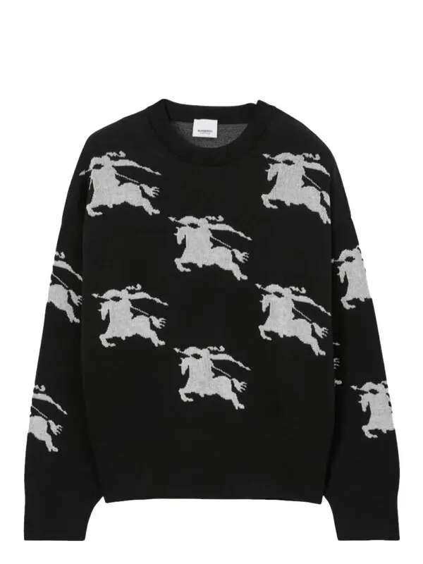 Burberry Ekd Jacquard Long Sleeve Pullover - Black