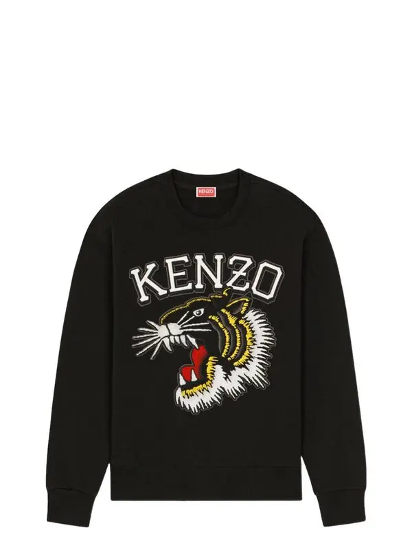 Kenzo Varsity Jungle Embroidered Crewneck Sweatshirt - Black