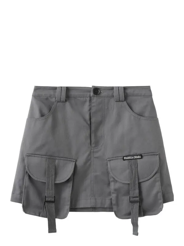 Marissa Chiara Cargo Skirt With Patch Pockets - Gray