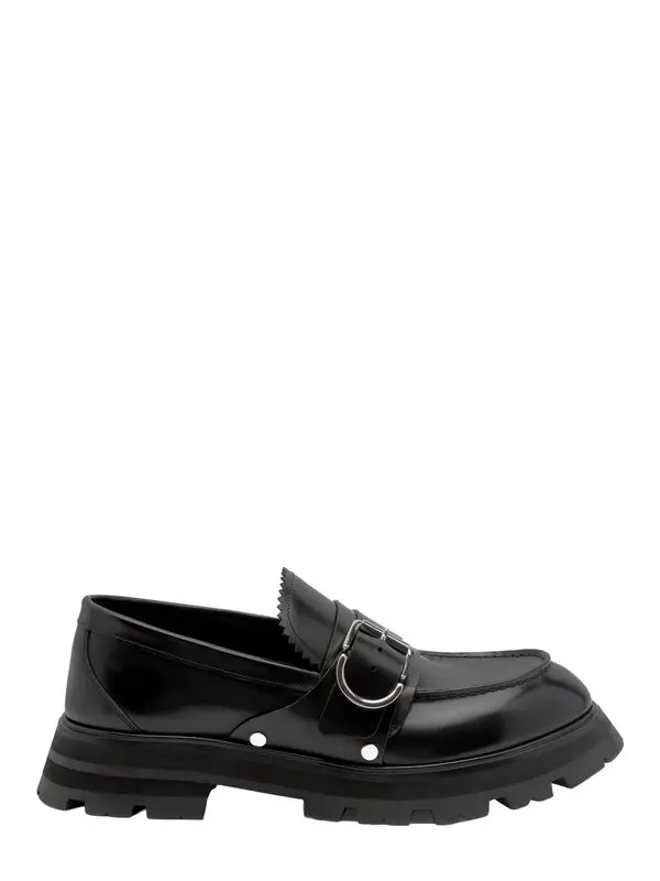Alexander McQueen Buckle-detailed Slip-on Loafers - Black/silver