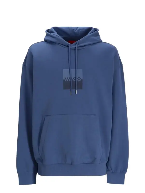 Hugo Boss Logo Print Hoodie - Blue