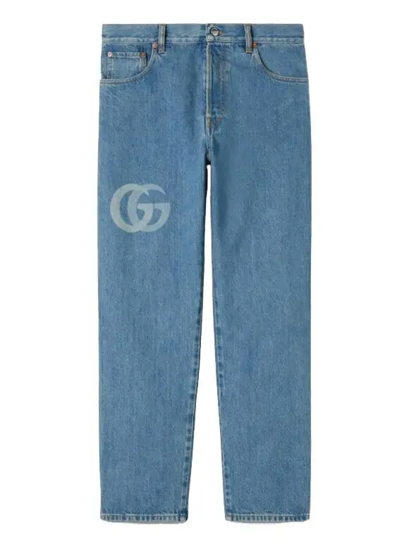 Gucci Lasered Double G Denim Jeans - Blue