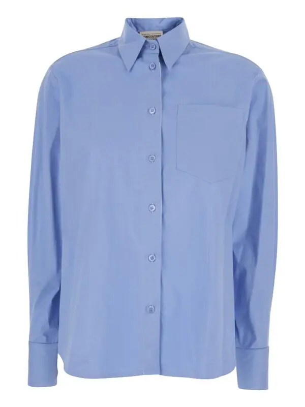 SEMICOUTURE Classic Collar Stretch Shirt - Blue