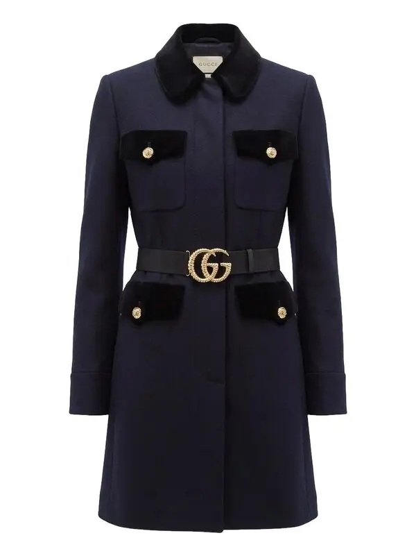 Gucci Lapel Logo Coat - Black
