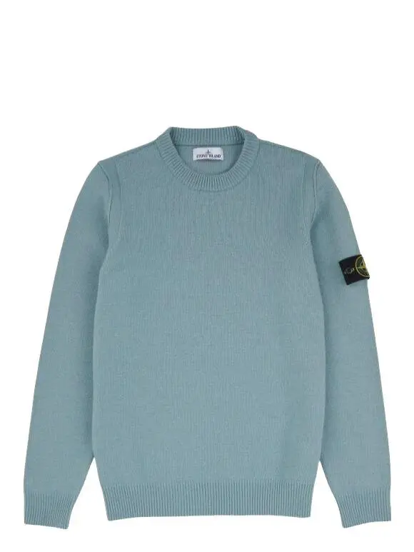 Stone Island Logo Patch Knitted Jumper - Blue