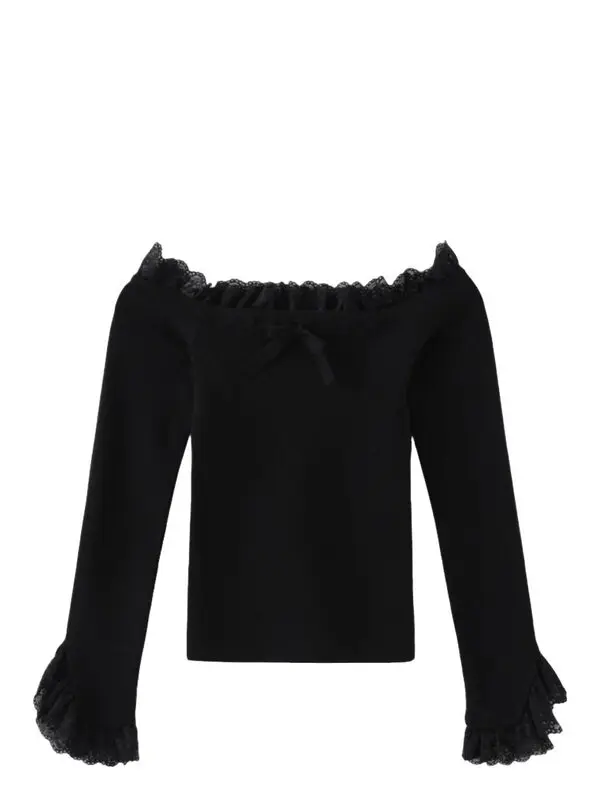 Marissa Chiara Lace Trim Sweater - Black
