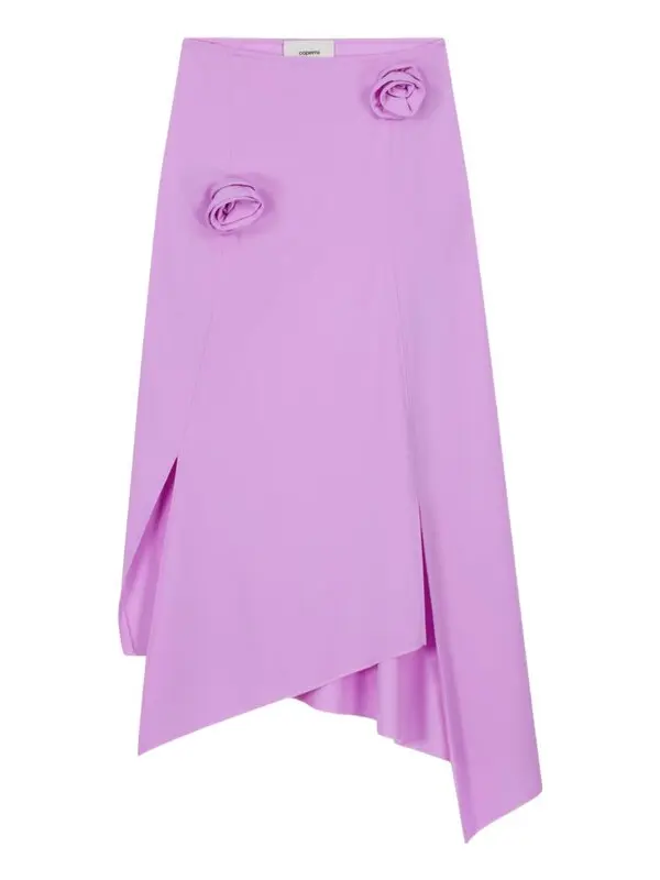 Coperni Floral Embellished Asymmetric Midi Skirt - Purple