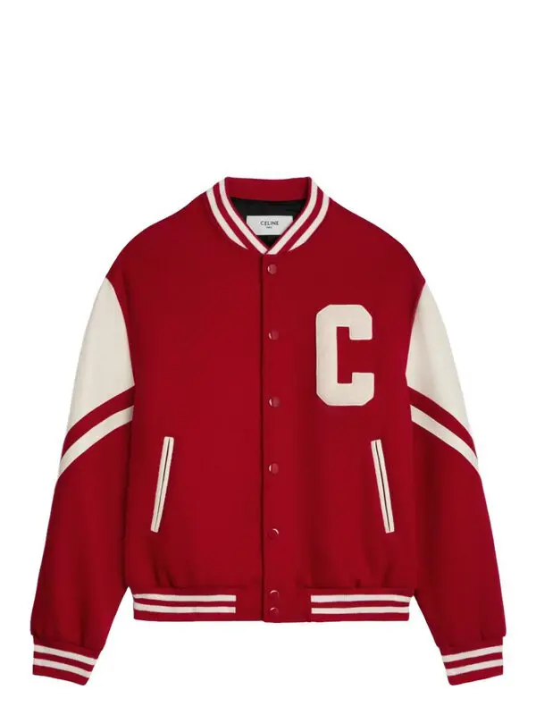Celine Varsity Bomber Jacket - Red