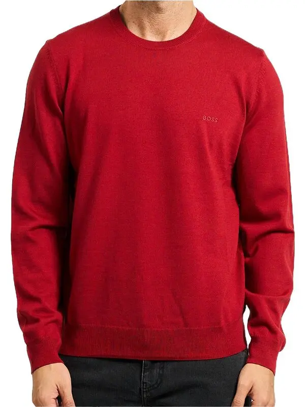 Hugo Boss Crew Neck Long Sleeve Sweater - Red