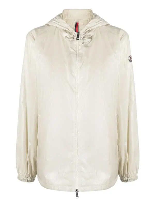 Moncler Logo Hooded Zip-up Jacket - Pinkish-white