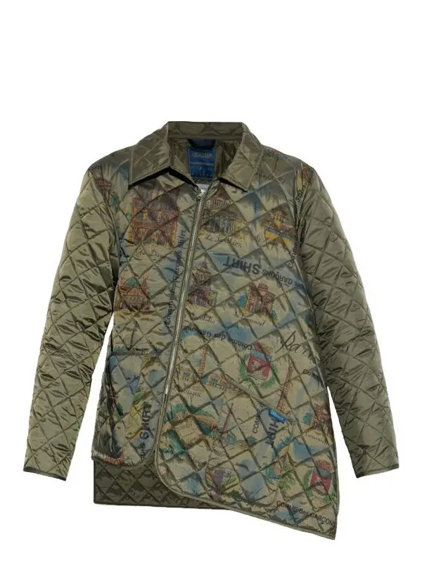 Comme Des Garçons X Laveham Quilted Graphic Zip Jacket - Green