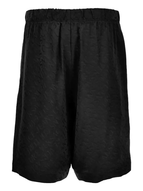 Versace Allover Logo Knee-length Shorts - Black