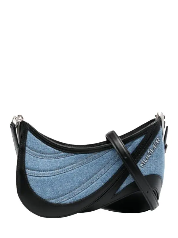 MUGLER Small Spiral Curve 01 Denim Bag - Black