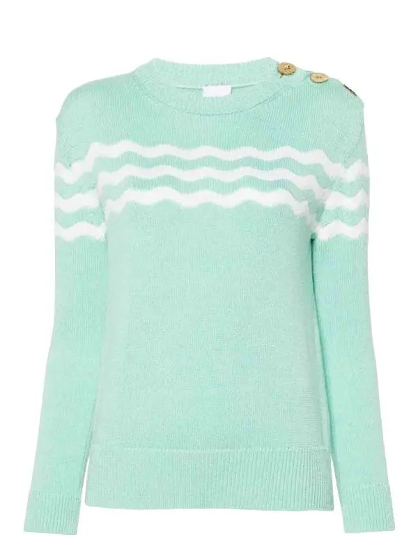 PATOU Wave Pattern Crew Neck Jumper - Green